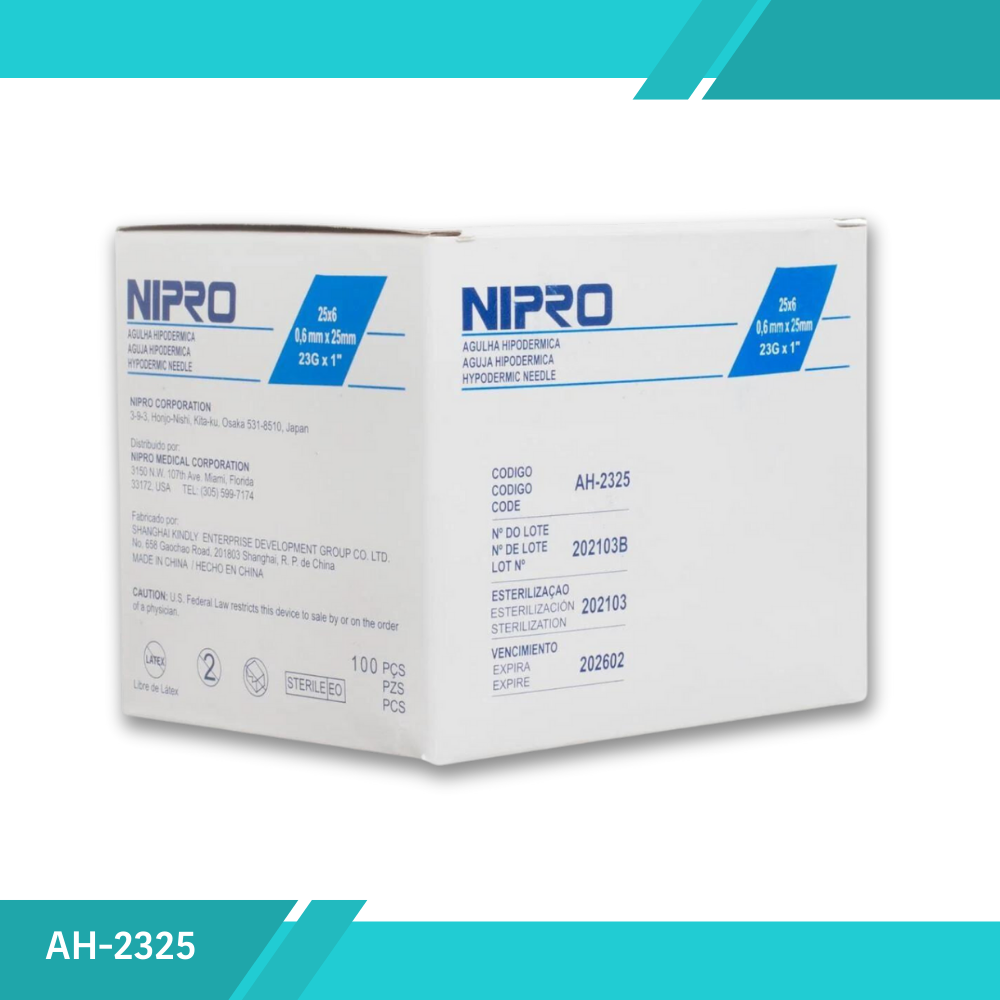 AGUJA HIPODÉRMICA DE 23G X 1" - Punta Tribiselada y Siliconizada – Todo ...